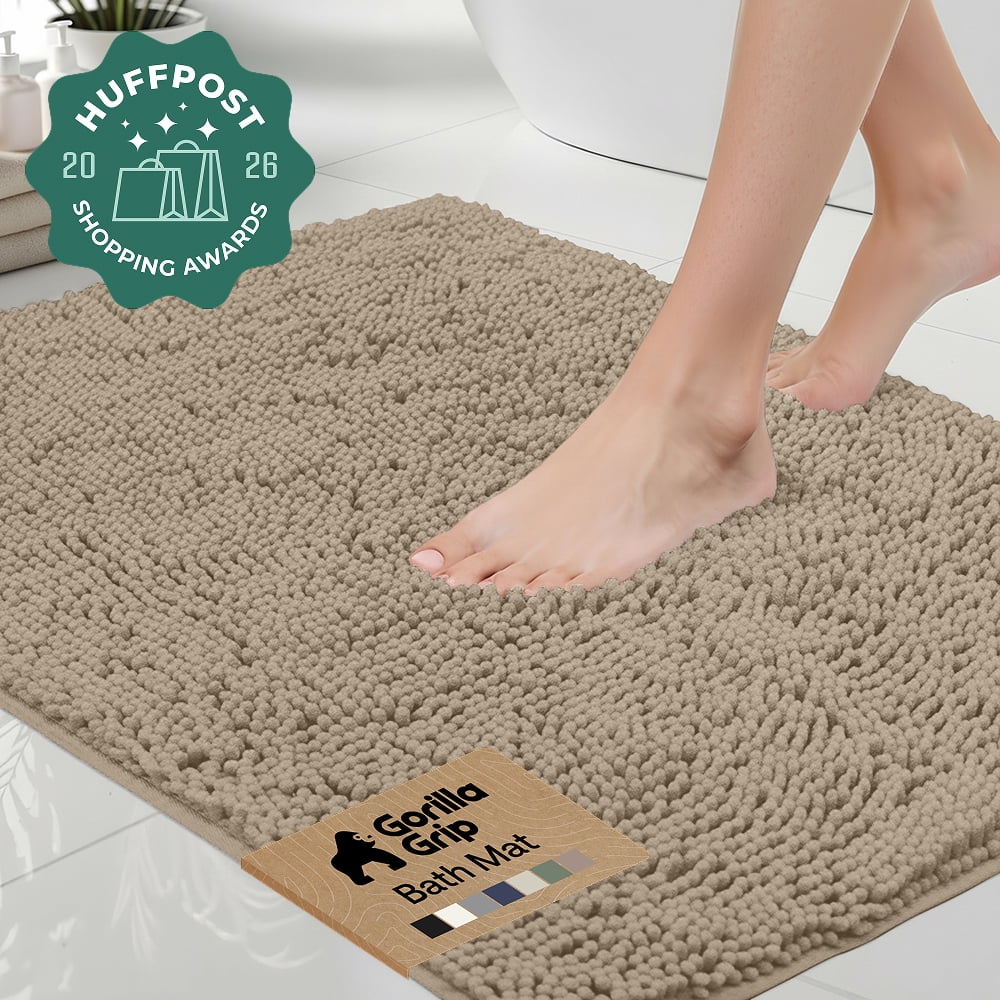 Gorilla Grip Chenille Bath Rug 60x24, Microfiber with Rubber Backing ...