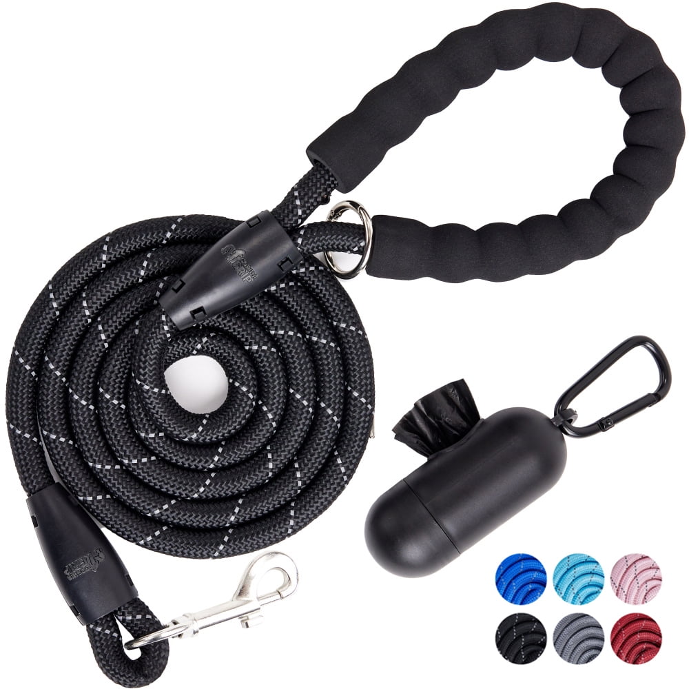 Gorilla Grip Dog Leash, Heavy Duty Reflective Rope Leash with Waste Bag ...