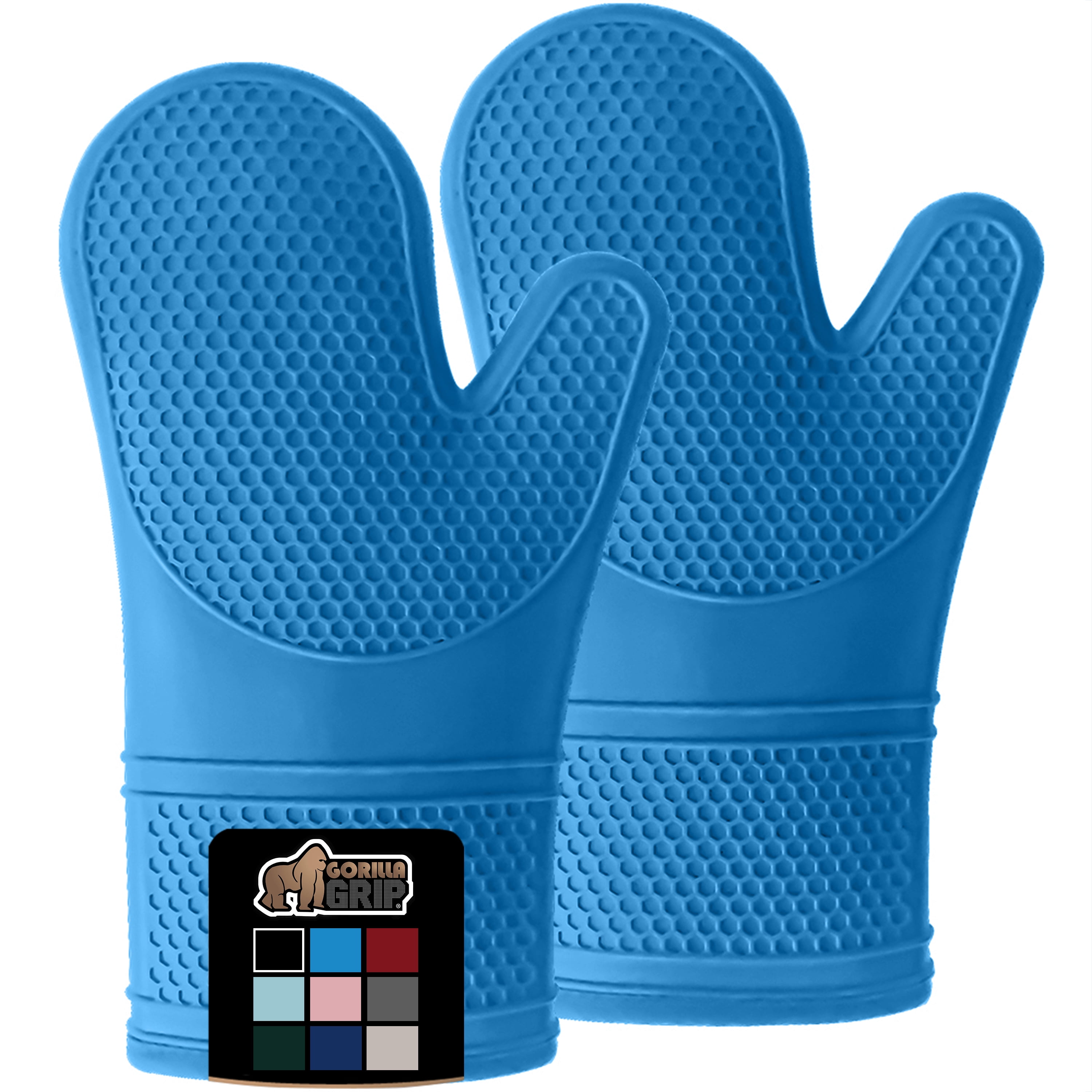 GORILLA GRIP Heat and Slip Resistant Silicone Oven Mitts, Waterproof ...