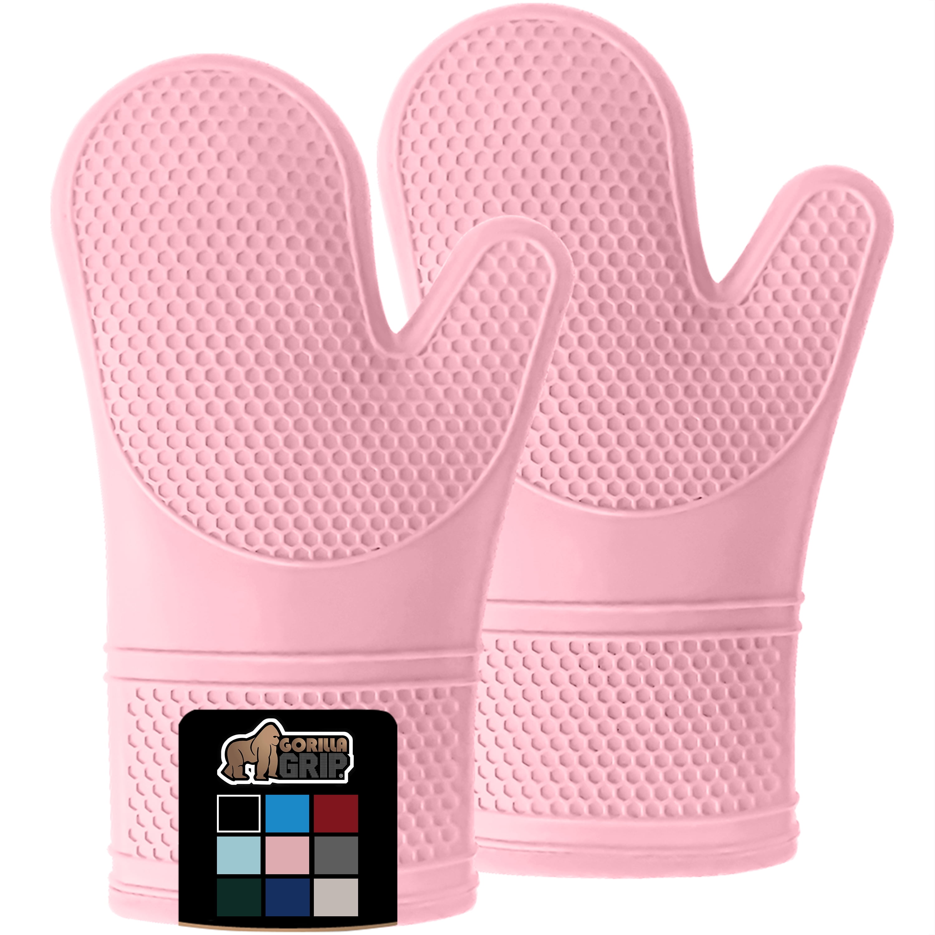 GORILLA GRIP Heat and Slip Resistant Silicone Oven Mitts, Waterproof ...