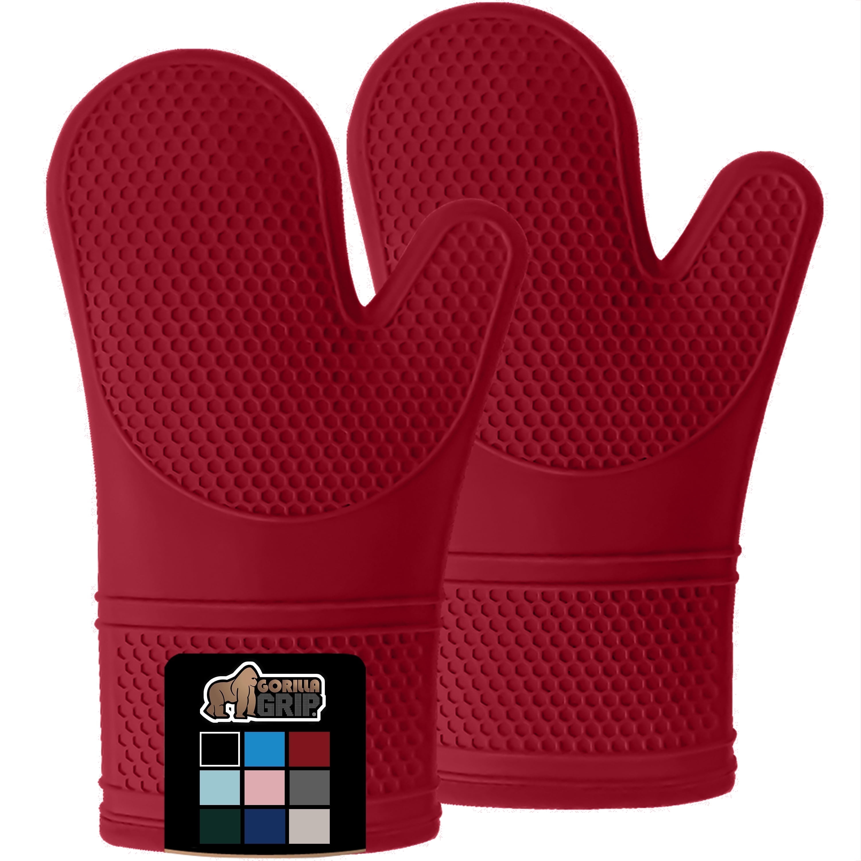 Gorilla Grip Premium Silicone Slip Resistant Oven Mitt Set, Soft ...