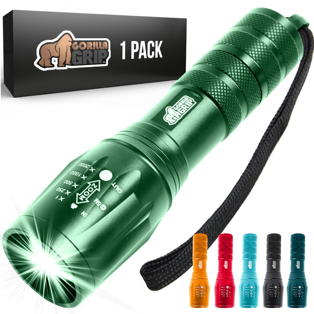 GORILLA GRIP LED Tactical Flashlight, 750 FT High Lumens 5 Adjustable ...