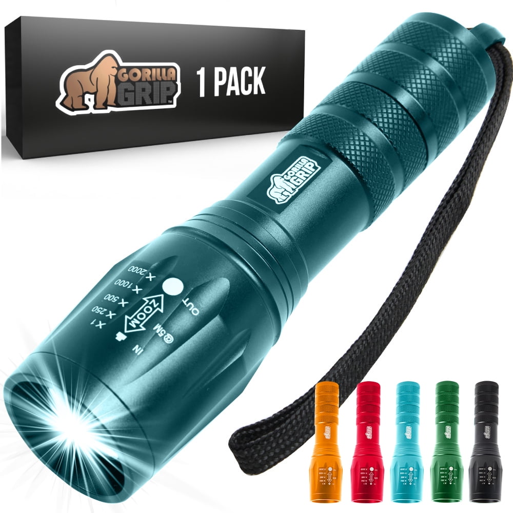 GORILLA GRIP LED Tactical Flashlight, 750 FT High Lumens 5 Adjustable ...