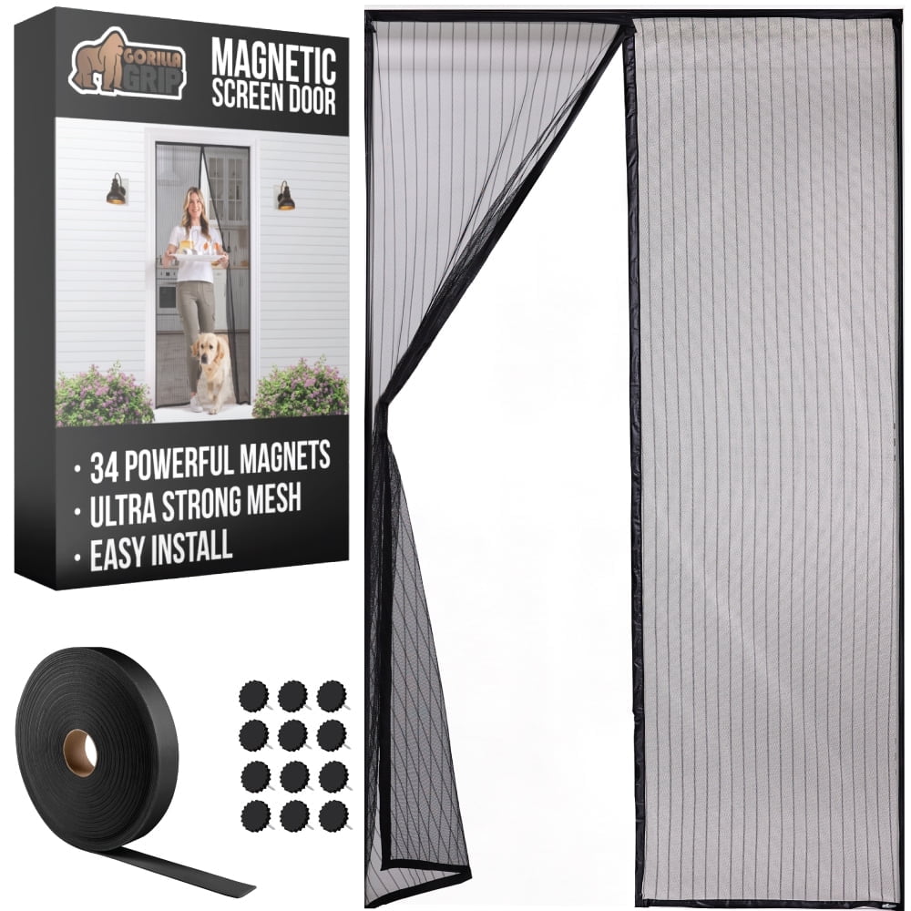 Gorilla Grip Magnetic Screen Door, Mesh Curtain Fits Doors Up to 38x82 ...