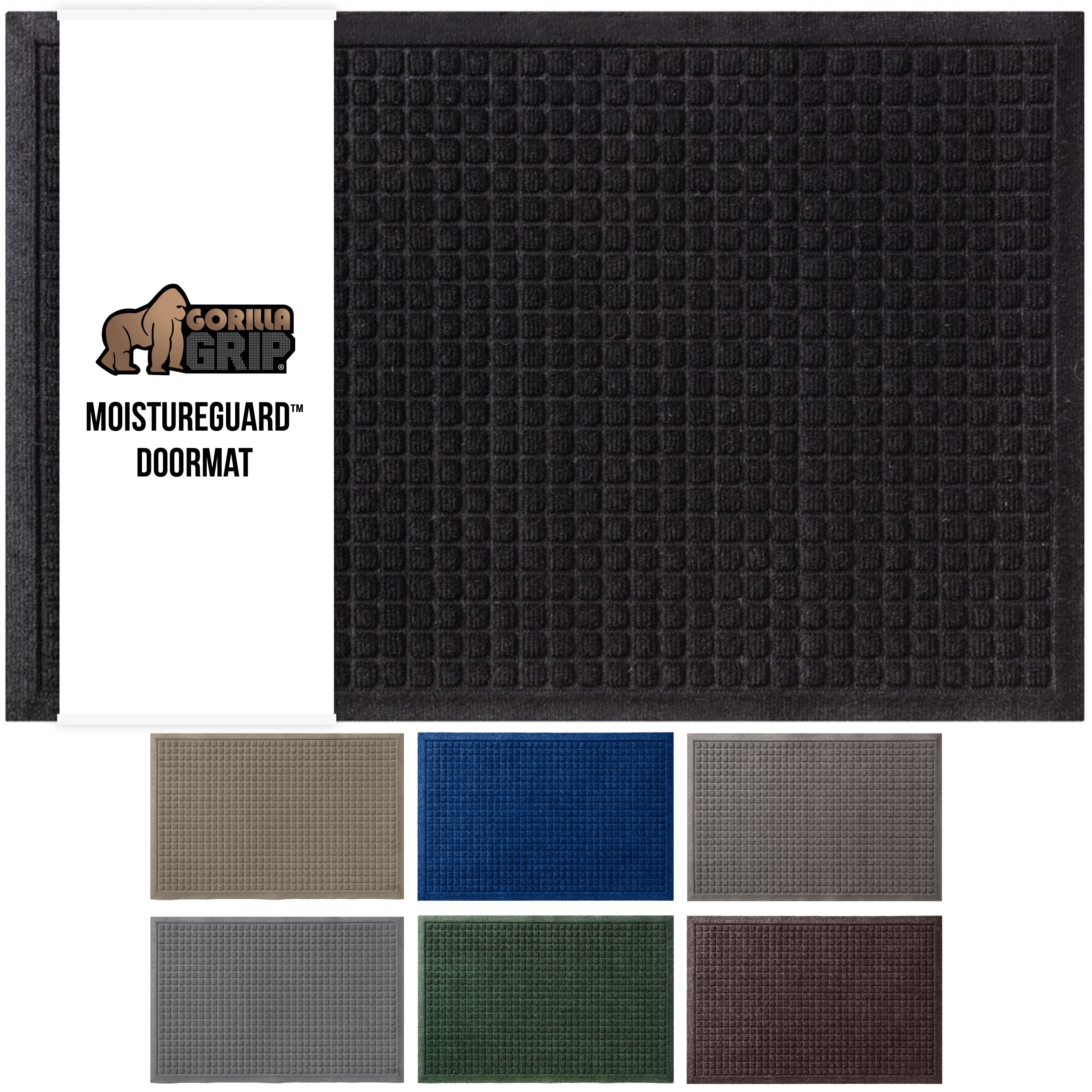 GORILLA GRIP Moisture Guard Doormat, Indoor Outdoor Rubber Backed ...