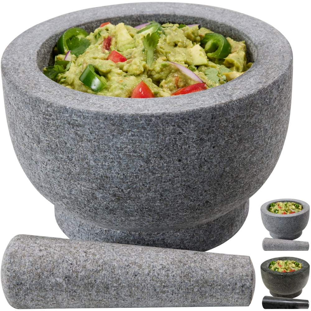 GORILLA GRIP Mortar and Pestle Set 100% Granite Stone Molcajete ...