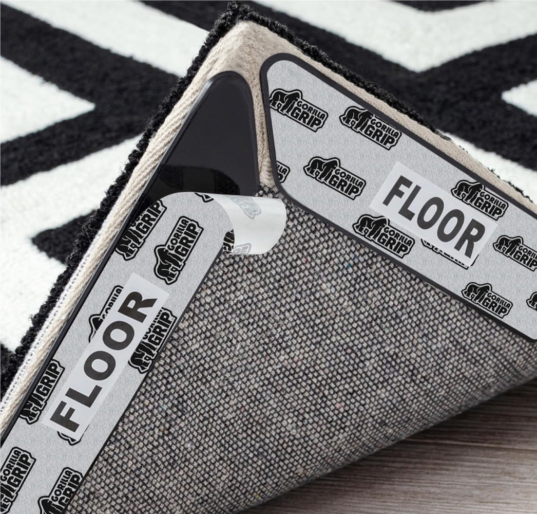 GORILLA GRIP Rug Gripper Pads Keep Rugs Corners from Curling, Removable ...