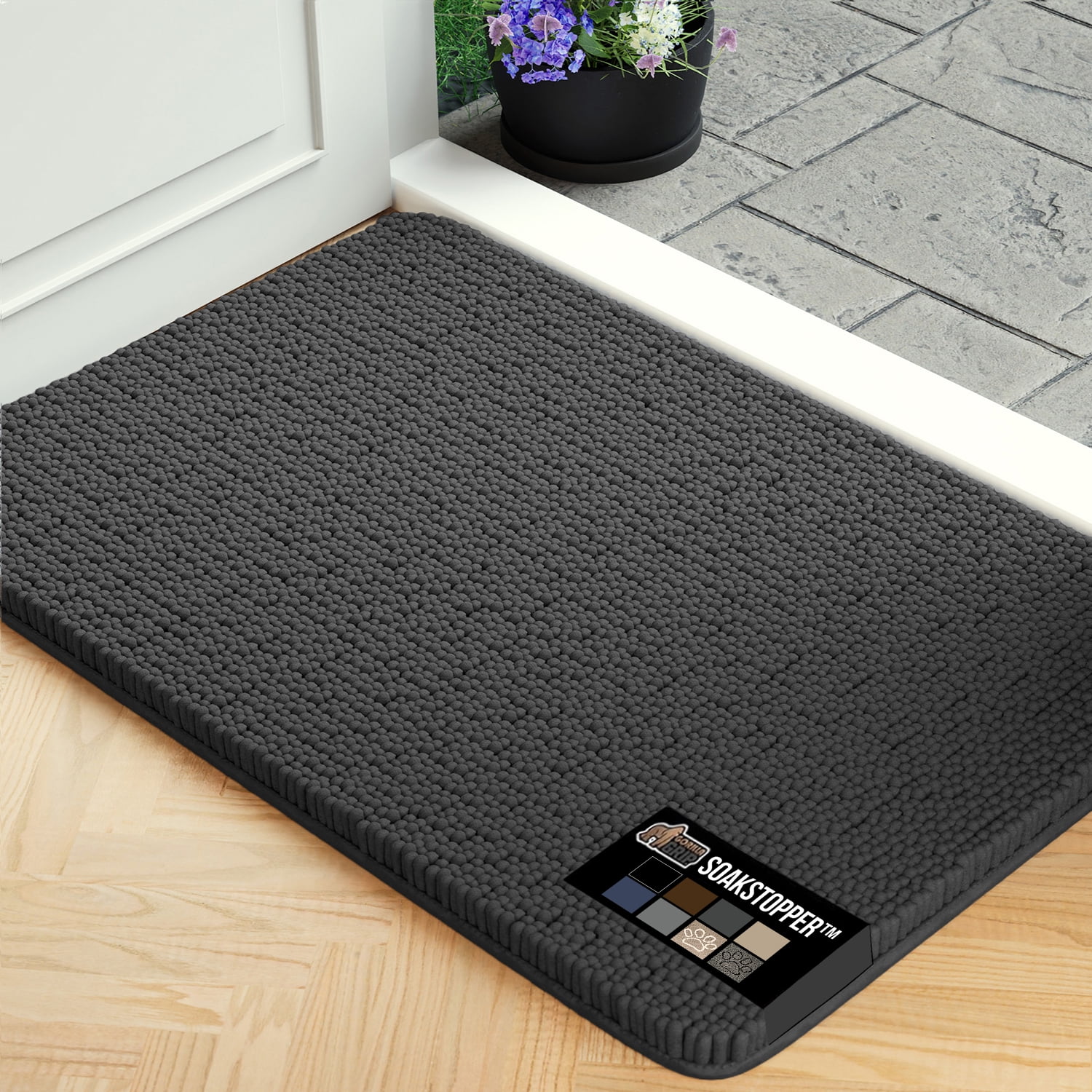 GORILLA GRIP Ultra Absorbent Grippy Doormat for Muddy Dog Paws, Machine ...