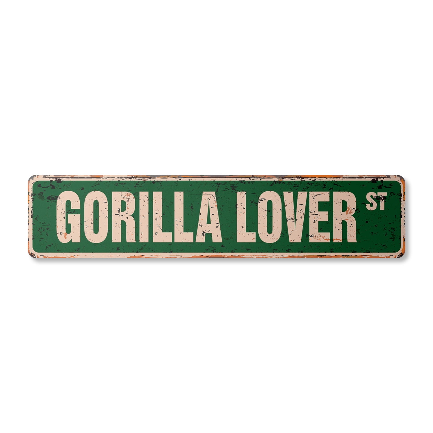 GORILLA LOVER Vintage Plastic Street Sign animal zoo circus ape ...
