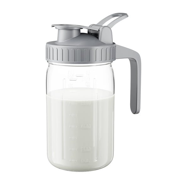 Glass Mason Jar Pitcher - 64 oz/2 Quart Wide Mouth Jug with Lid and ...