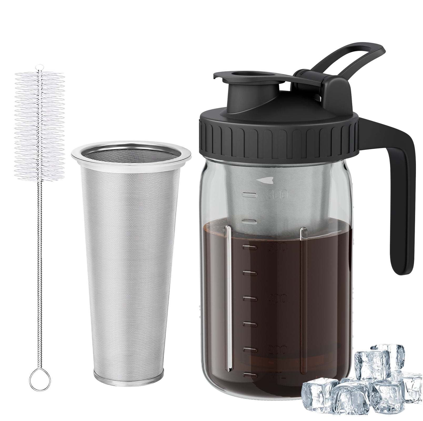 GOSCHE Large Cold Brew Coffee Maker - 32oz Stainless Steel Filter, No Leaks, Easy to Clean ...