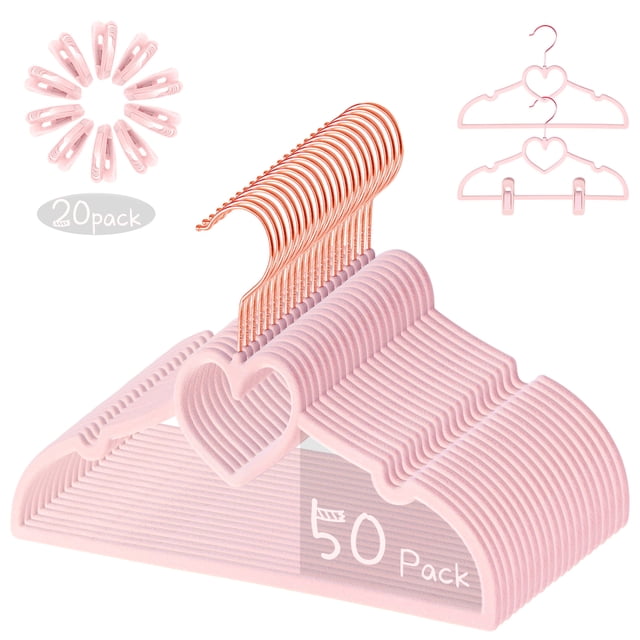 GOSCHE Premium Pink Velvet Hangers - 50 Pack Kids Clothing Hangers with ...