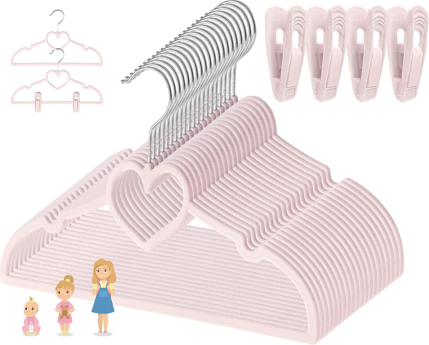 GOSCHE Premium Pink Velvet Hangers - 50 Pack Kids Clothing Hangers with ...
