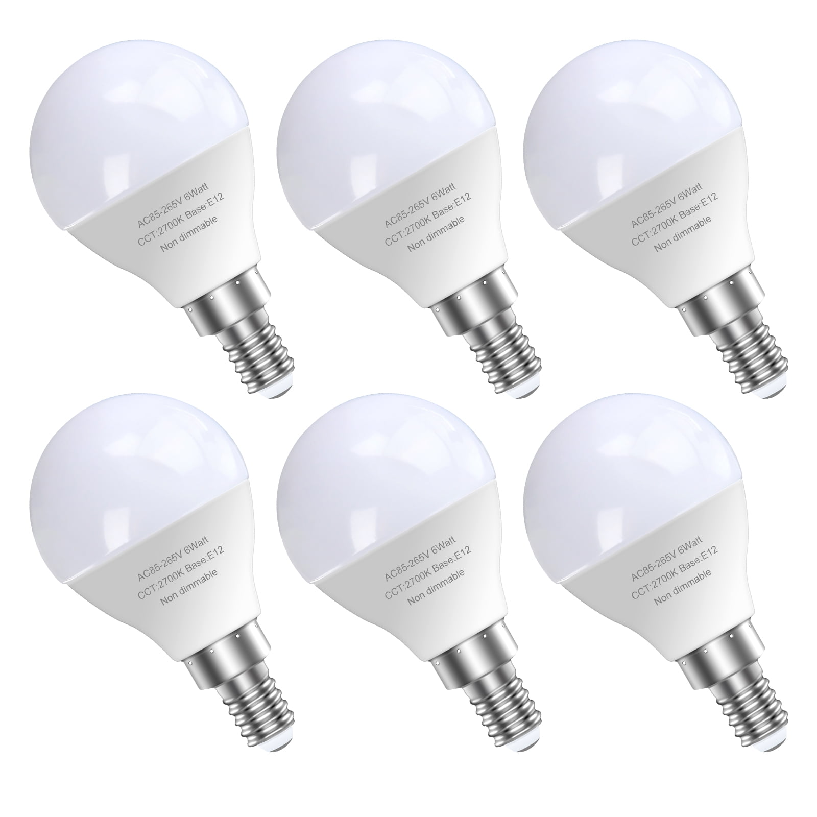 G GOSCHE E12 LED Bulb 60W Equivalent 6W Warm White 2700K, Candelabra ...