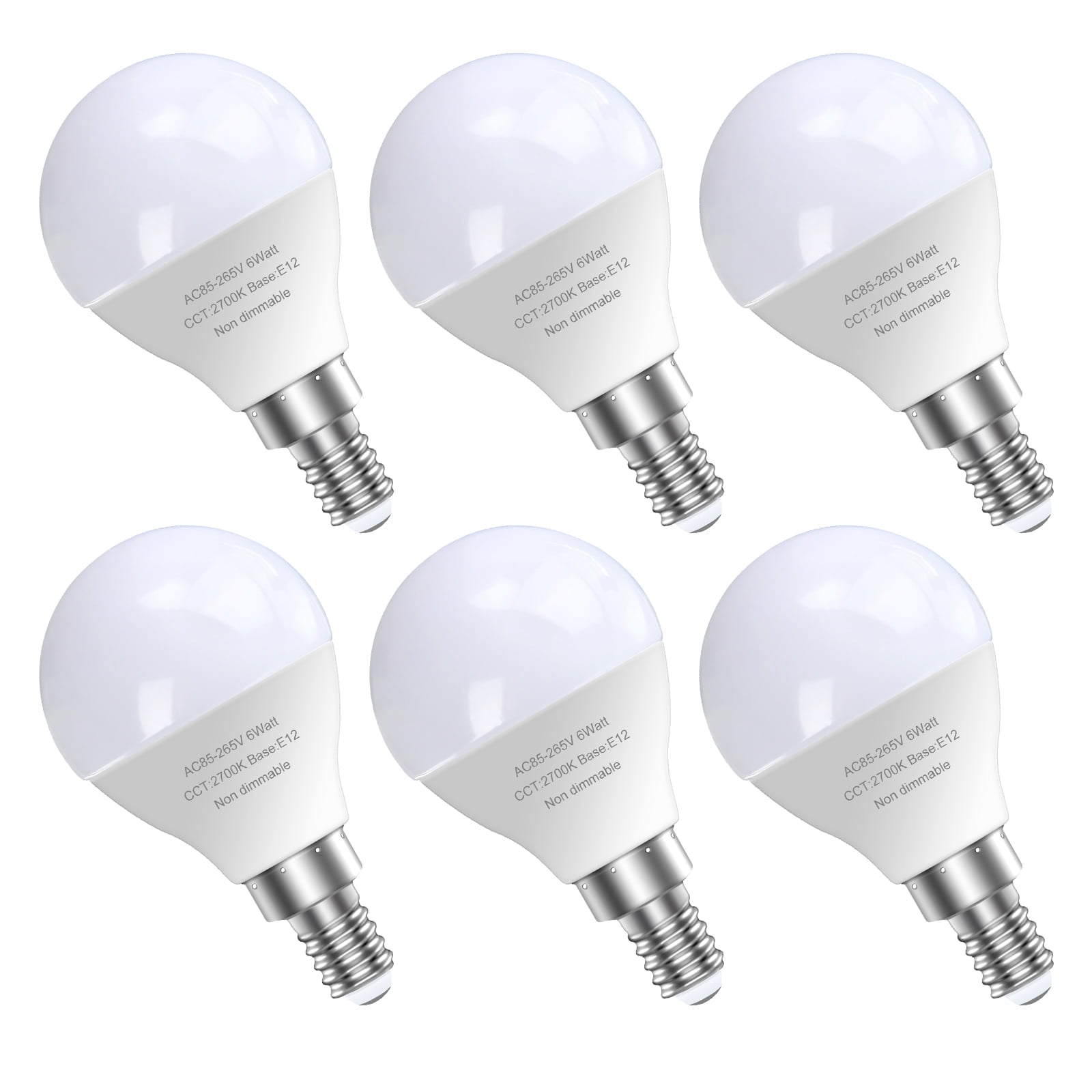 GOSCHE E12 LED Light Bulbs, 60 Watt, Warm White 2700K, Decorative ...