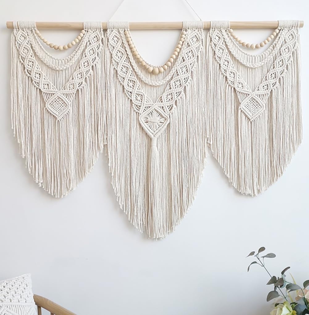 GOSCHE Macrame Wall Hanging Boho Wall Decor for Living Room, 43"*32 ...