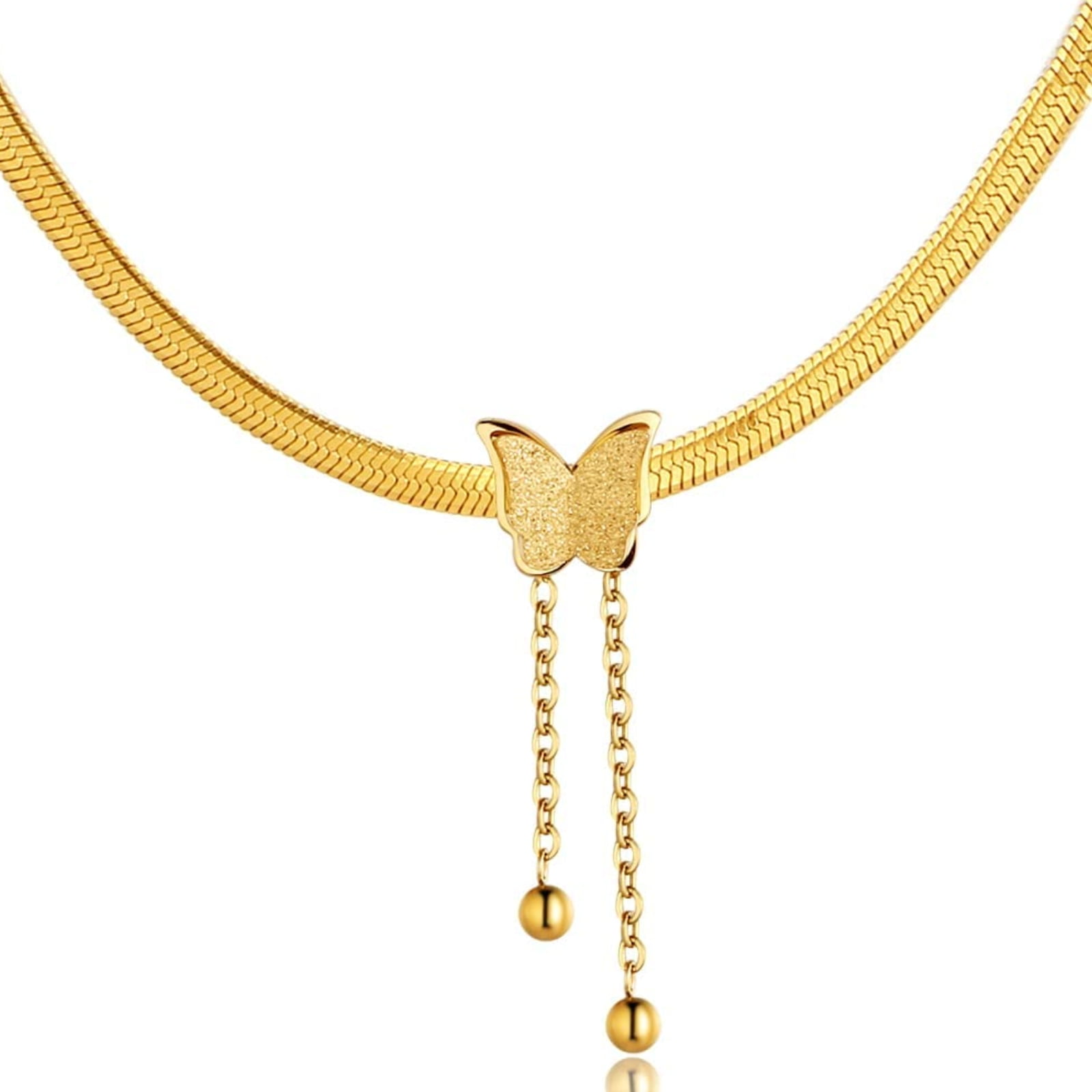 GOSFRY 14K Gold Butterfly Snake Necklace for Women Layering Cuban Chain ...