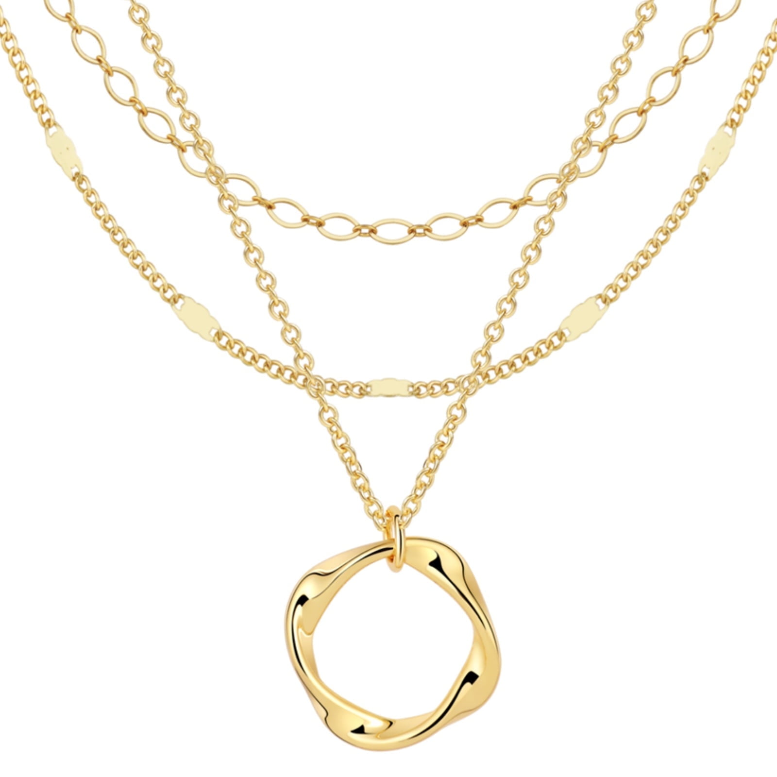 GOSFRY 3 layer 14K Gold/Silver Plated Necklaces Set for Women Dainty ...