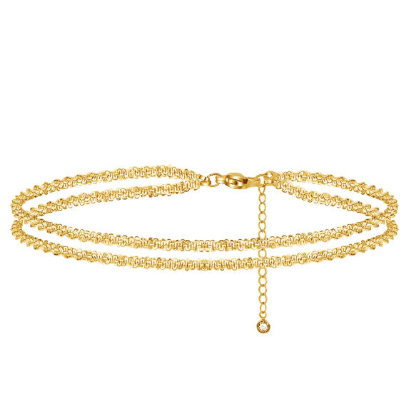 GOSFRY Gold Plated Ankle Bracelets for Women Waterproof Sparkly Chain Rhinestone Stackable ...