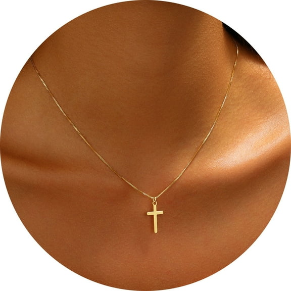 14K Gold Plated and Silver Plated Cross Pendant Necklace for Women ...