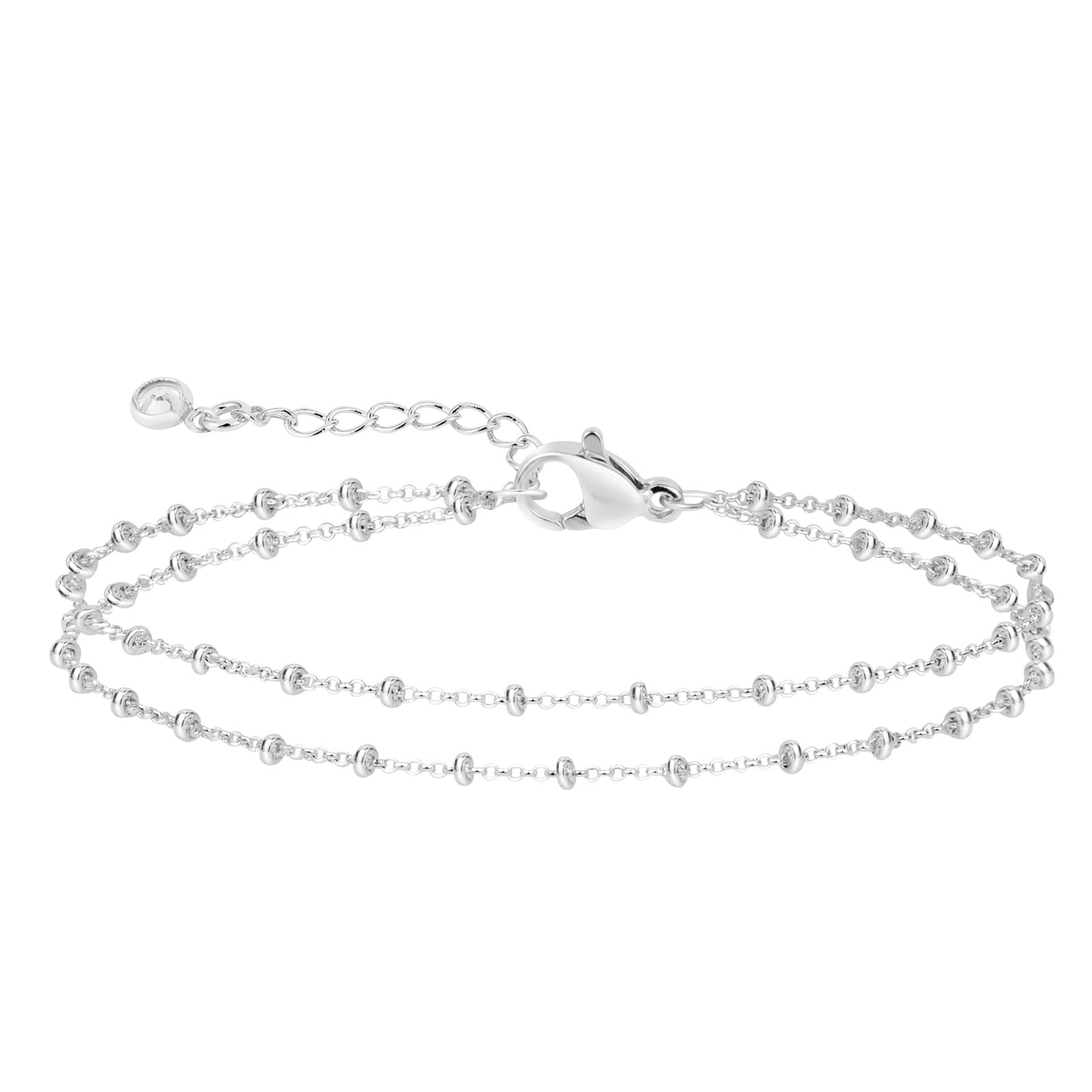GOSFRY Dainty Bracelets for Women, Silver Layered Charms Bracelet ...