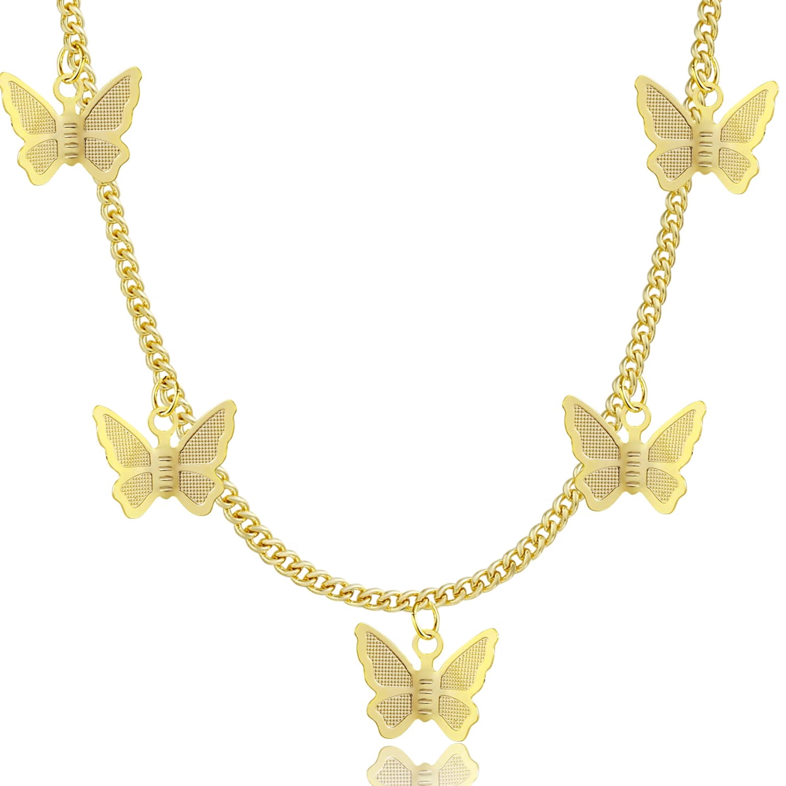 GOSFRY Dainty Butterfly Necklace for Women 14K Gold Plated Exquisite ...