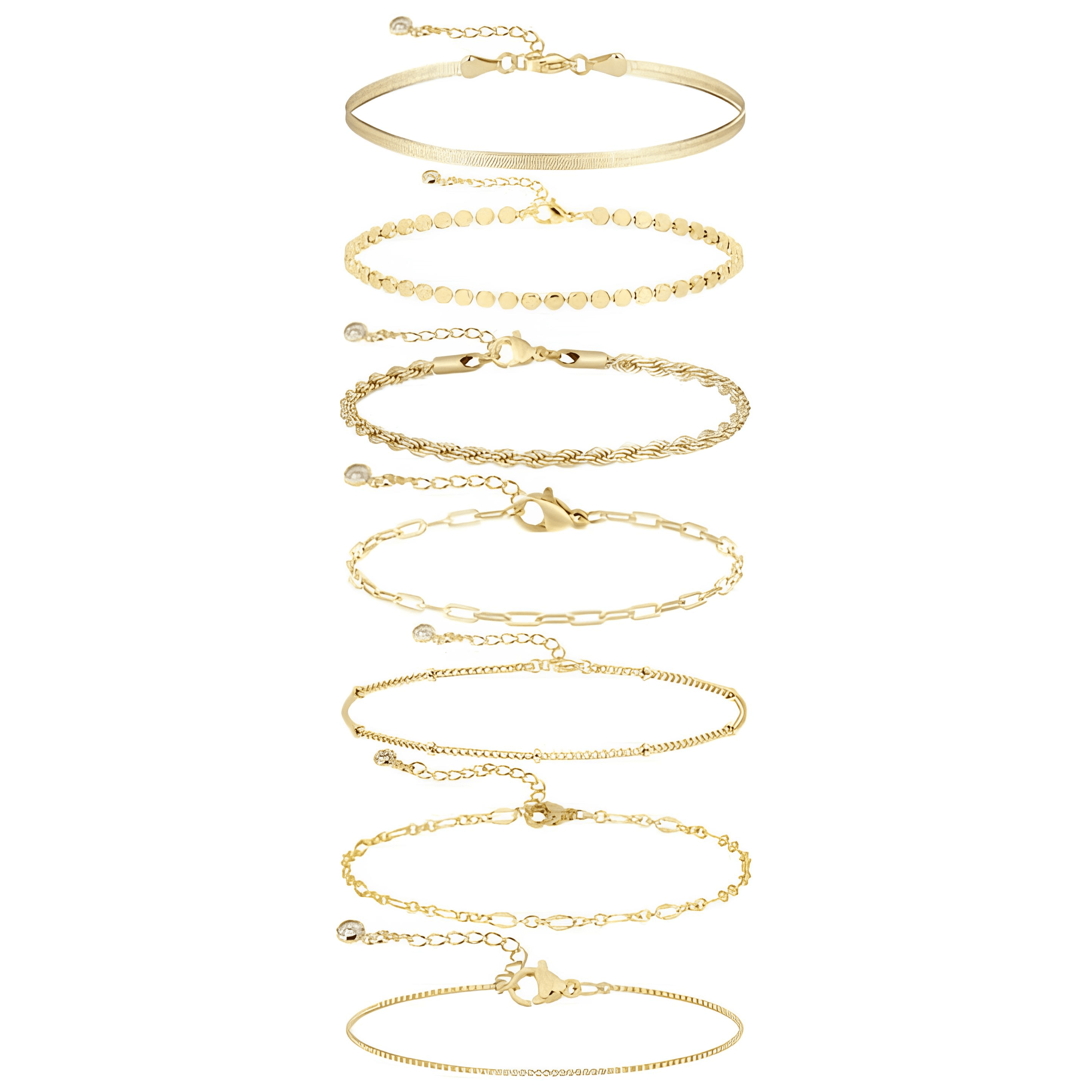 GOSFRY Gold Bracelets for Women Stack Set Trendy Stackable non tarnish ...