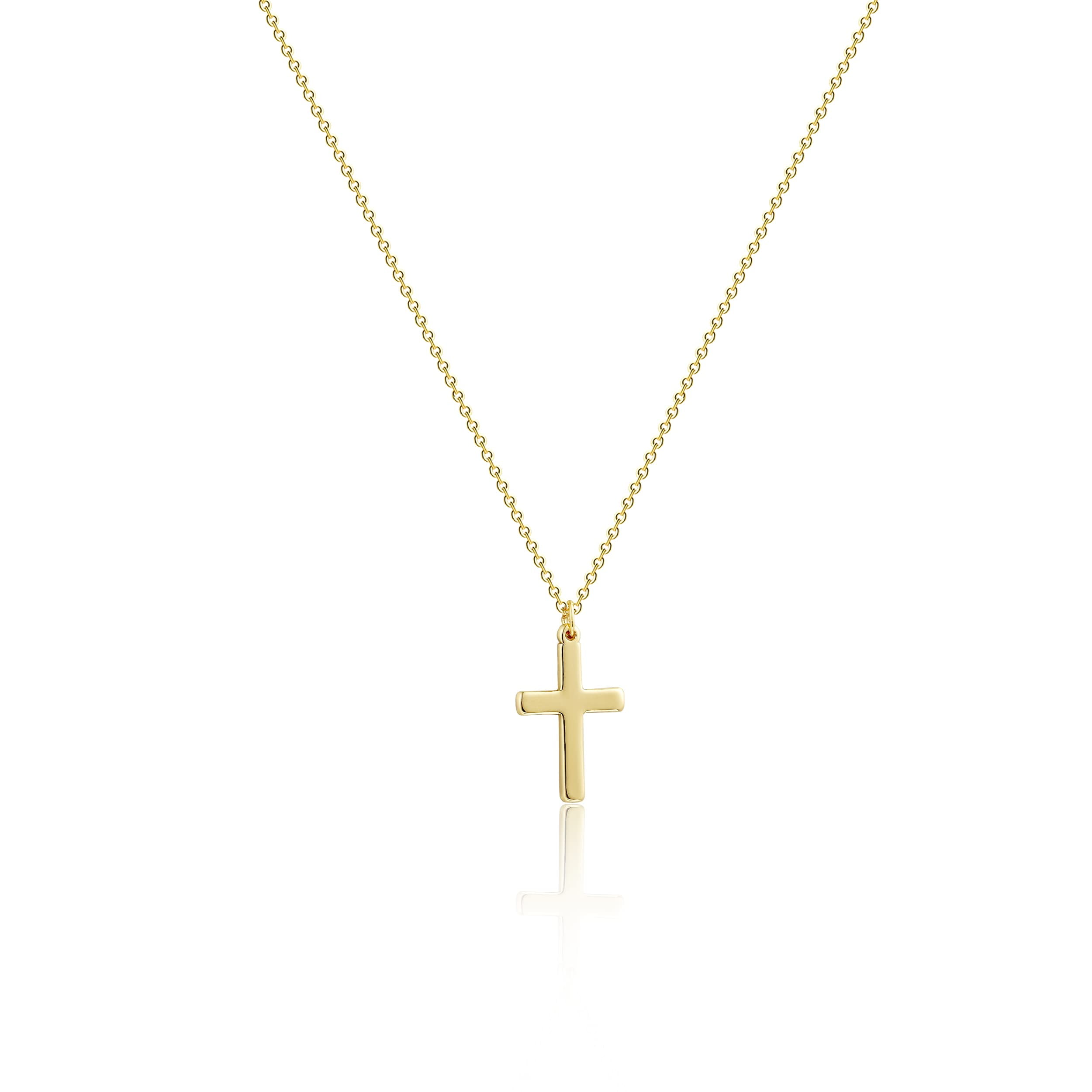 GOSFRY Gold Plated Sideways Cross Necklace Cute Layered Cross Chain ...
