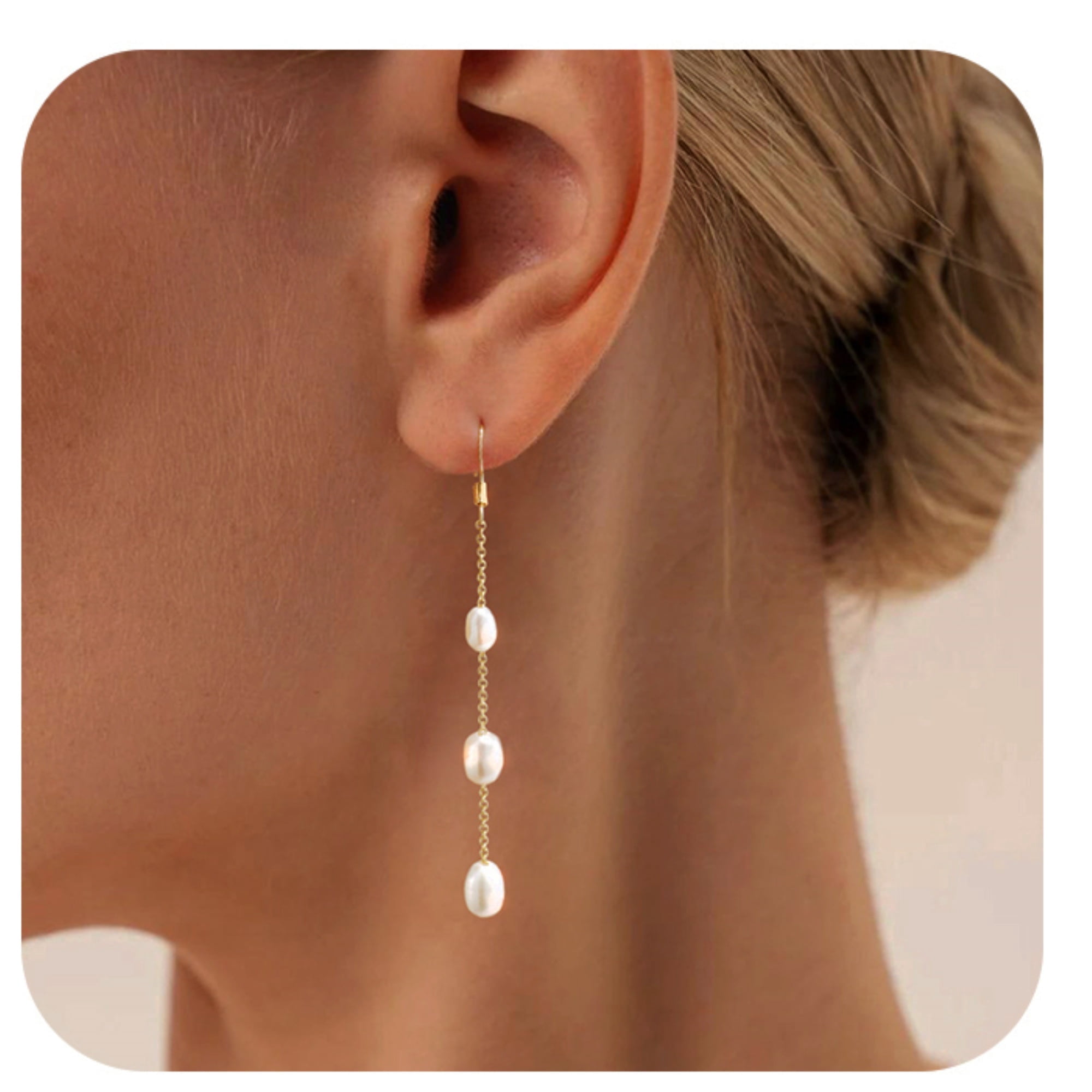 GOSFRY Pearl Earrings for Woman Dangle Aesthetic Dainty Pearl Drop ...