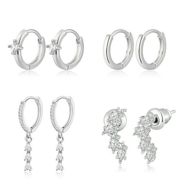 ZS 12Pcs Punk Style Cross Hoop Earrings Piercing Kpop Tassel Dangle Ear ...