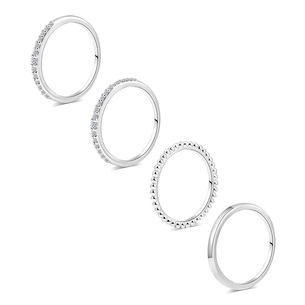 GOSFRY Stackable Silver Rings for Women Dainty 14K Gold Plated Cubic ...