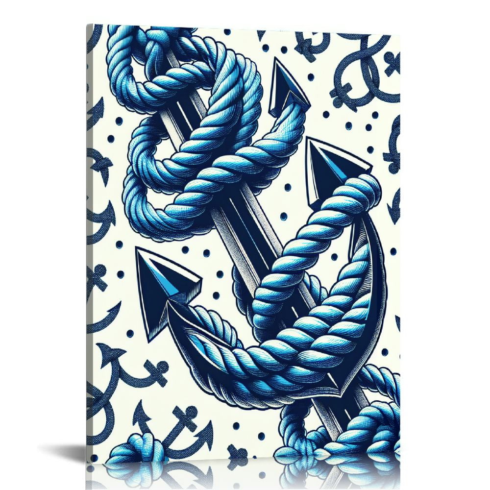 GOSMITH 16x20 in / 12x16 in Canvas Print Anchor, Hand Drawn Anchors and ...