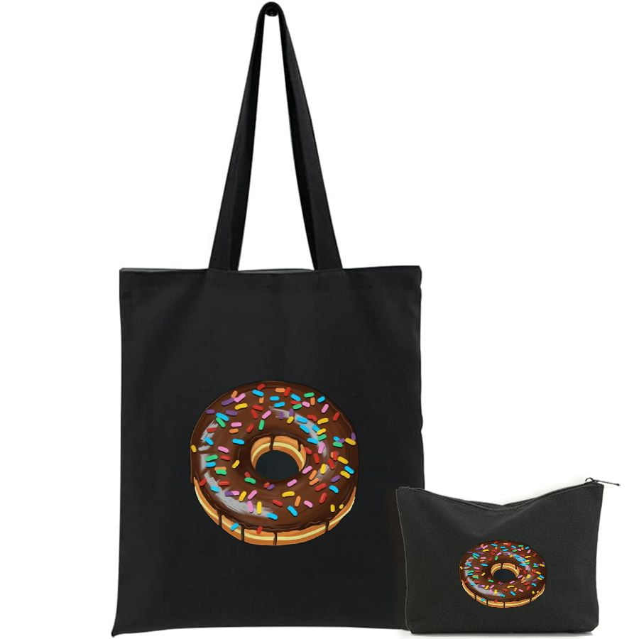 GOSMITH 2 Pcs Canvas Tote Bags Cute Aesthetic Tote Bags with Zipper ...