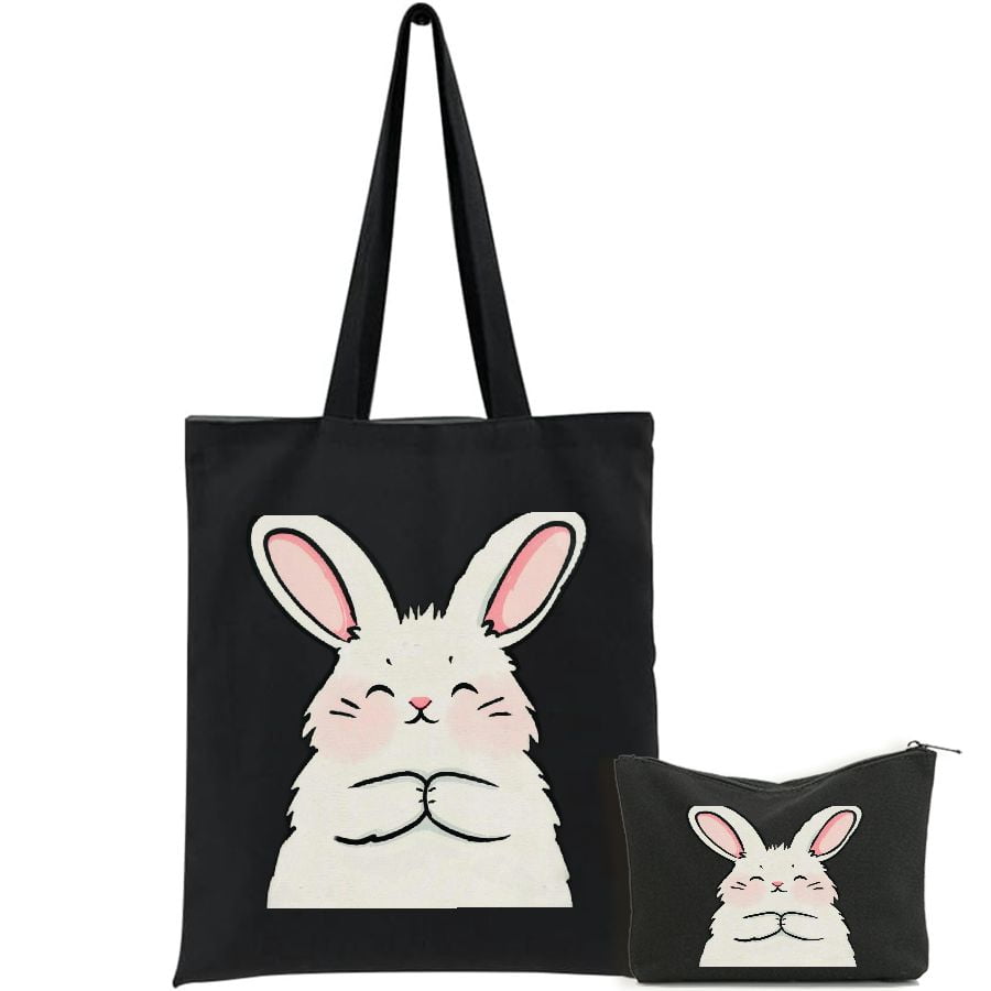 GOSMITH 2 Pcs Canvas Tote Bags Cute Aesthetic Tote Bags with Zipper ...