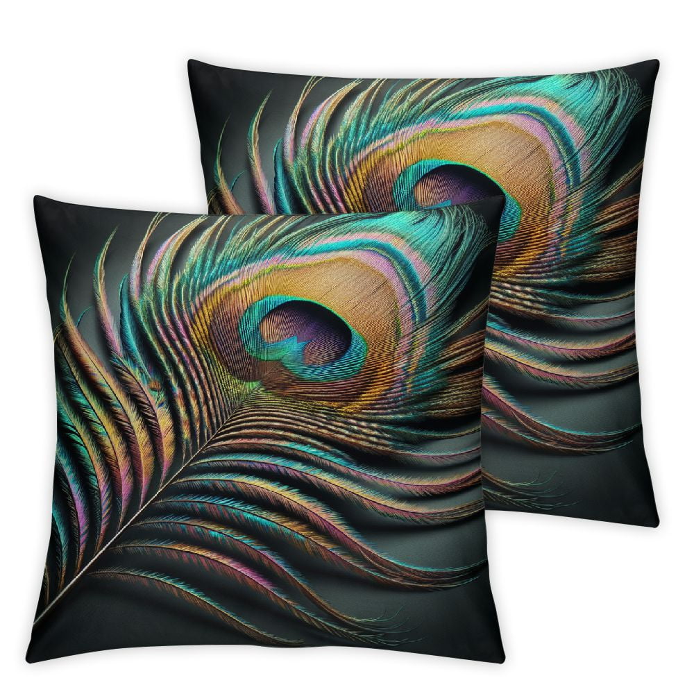 GOSMITH 2-Piece Short Plush Pillowcase Set - Peacock Feather Texture ...