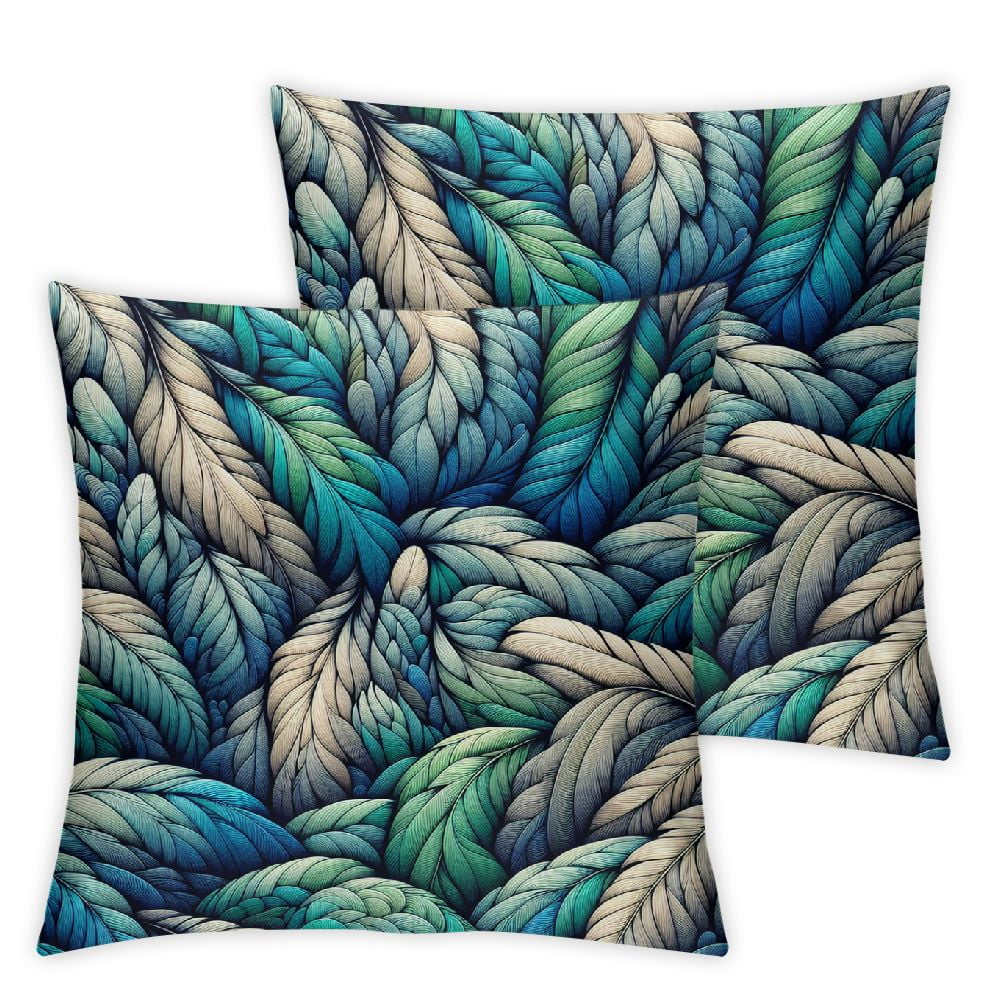 GOSMITH 2-Piece Short Plush Pillowcase Set - Peacock Feather Watercolor ...