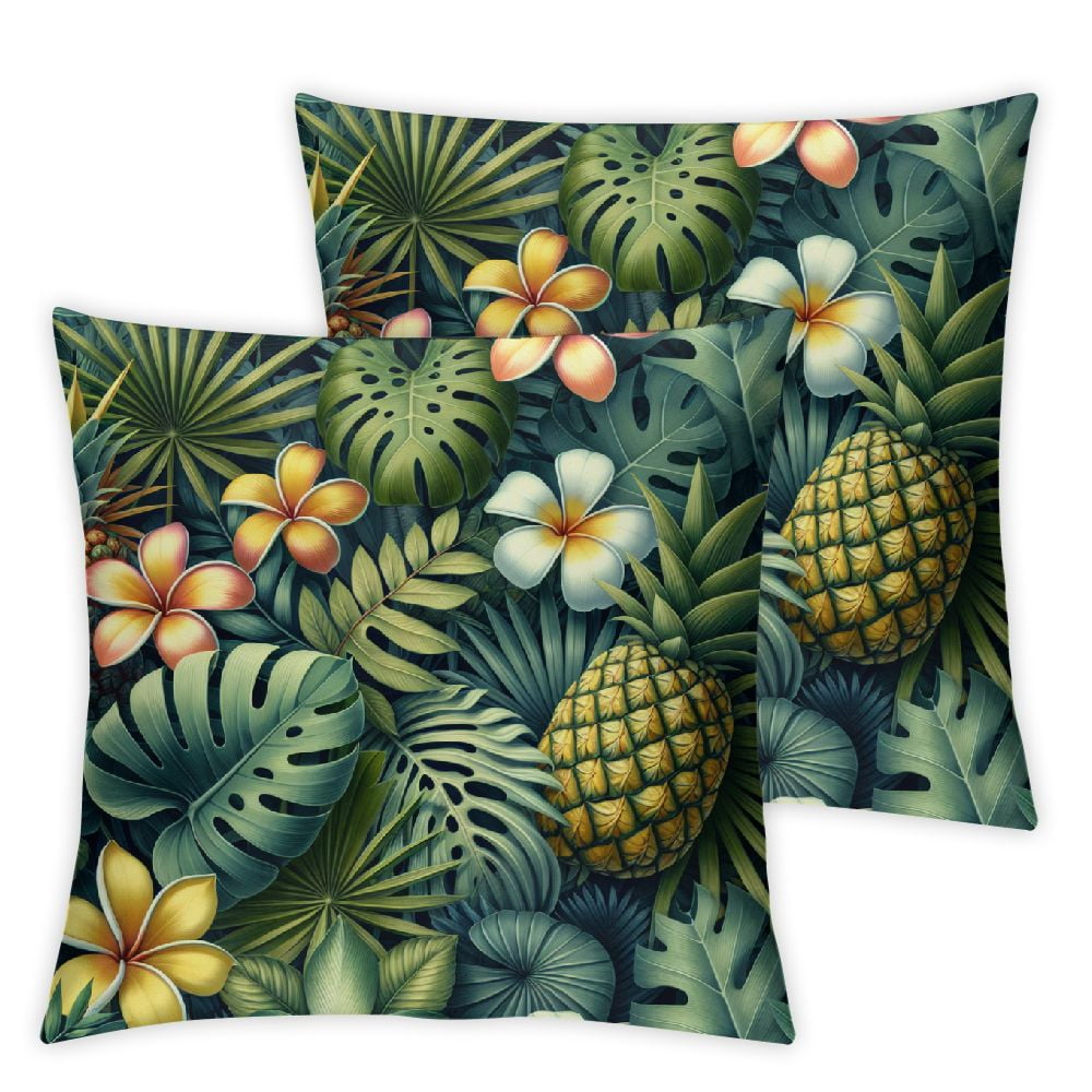 GOSMITH 2-Piece Short Plush Pillowcase Set Pineapples Decorative Lumbar ...