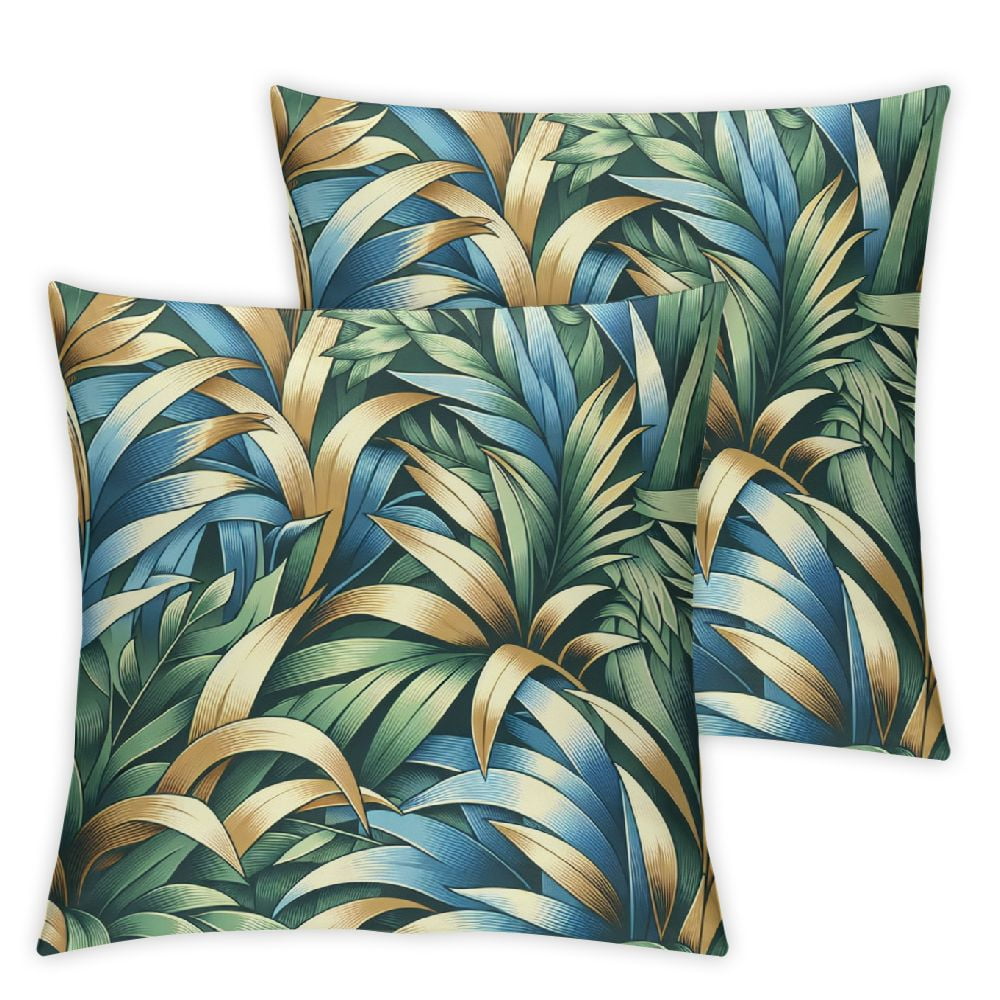 GOSMITH 2-Piece Short Plush Pillowcase Tropical Leaf Accent Banana Palm ...