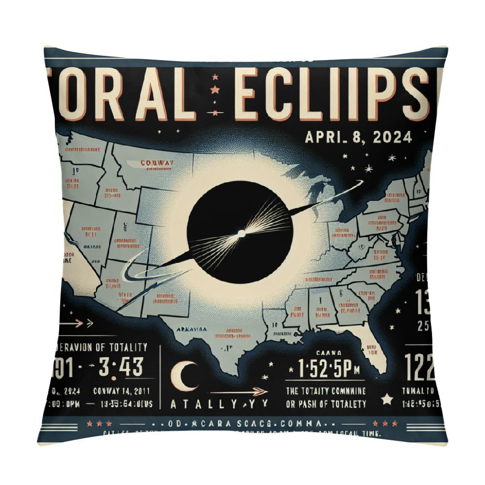 GOSMITH 2024 Total Solar Eclipse Totality Conway Arkansas Throw Pillow - Walmart.com