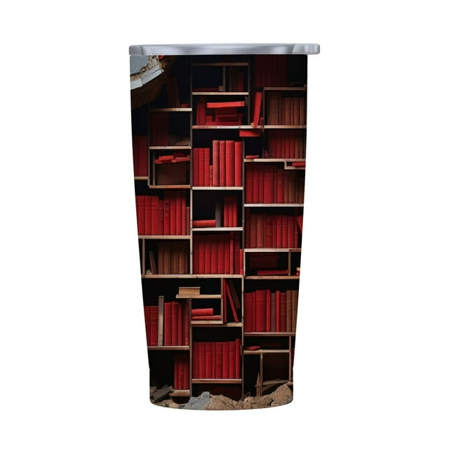 GOSMITH 3D Bookshelf Tumbler With Lid And Straw 20 Oz Stainless Steels ...