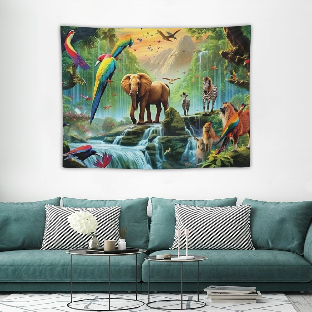 GOSMITH 7x5ft Tropical Forest Safari Backdrop Jungle Backdrop Animals ...