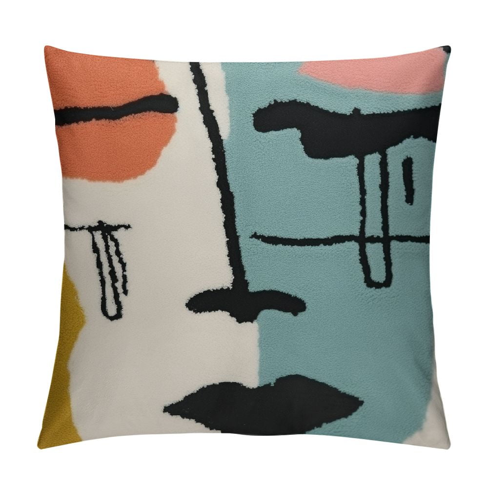 GOSMITH ASEN Boho Throw Pillow Cover, Abstract Art Face Cute Pillow ...