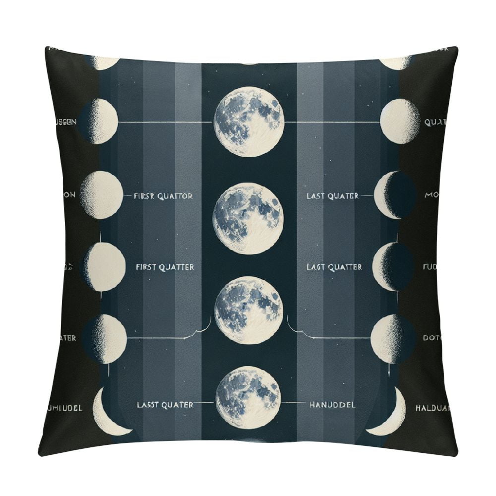 GOSMITH Abstract Boho Black Sun Moon Phase Decorative Pillowcase Throw ...