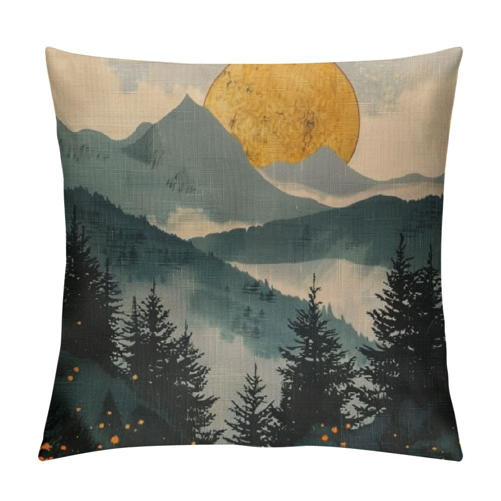 GOSMITH Abstract Boho Throw Pillow Covers Mountain Nature Landscape ...