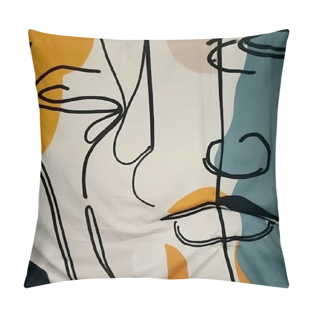 GOSMITH Abstract Faces Throw Pillow Covers, Modern Throw Pillows Print ...
