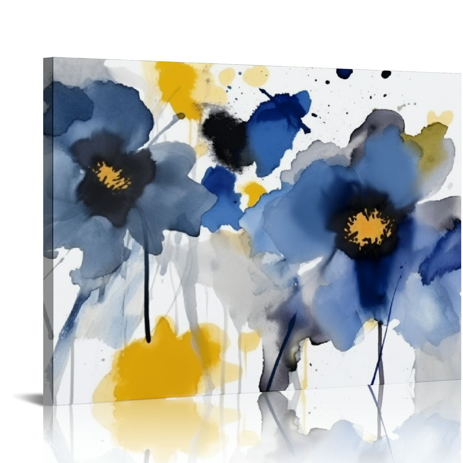 GOSMITH Abstract Floral Canvas Wall Art Pictures Decor Nave Blue Flower ...