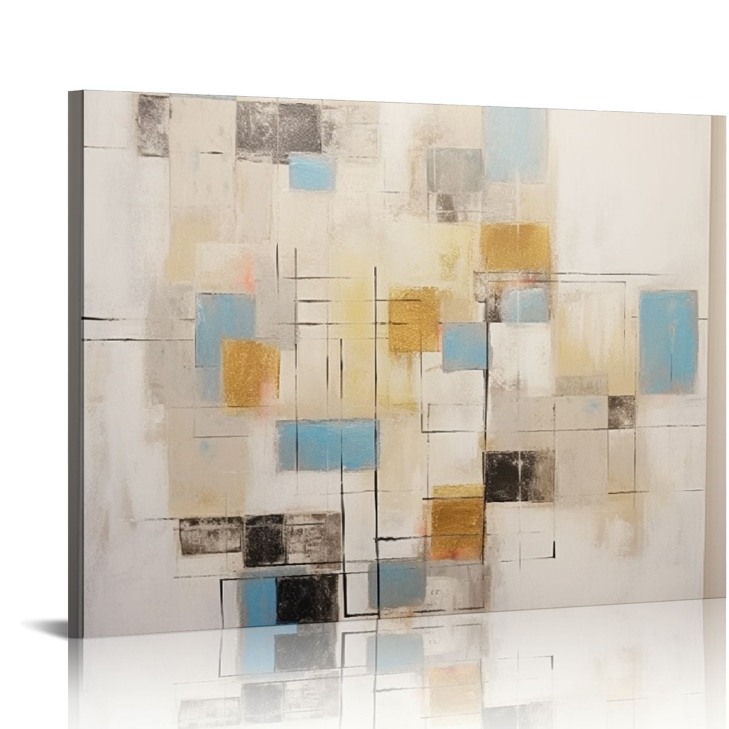GOSMITH Abstract Paintings Wall Art with Painted Textured Square ...