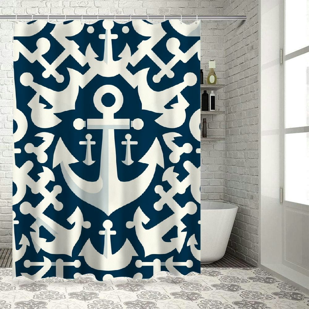 GOSMITH Anchor Decorative Nautical Decor Square Shower Curtain for ...