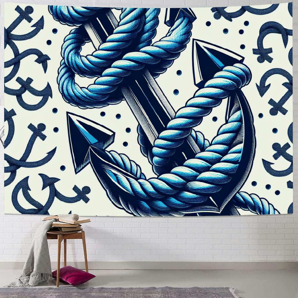 GOSMITH Anchor Hand Drawn Anchors and Entangled Ropes Nautical ...