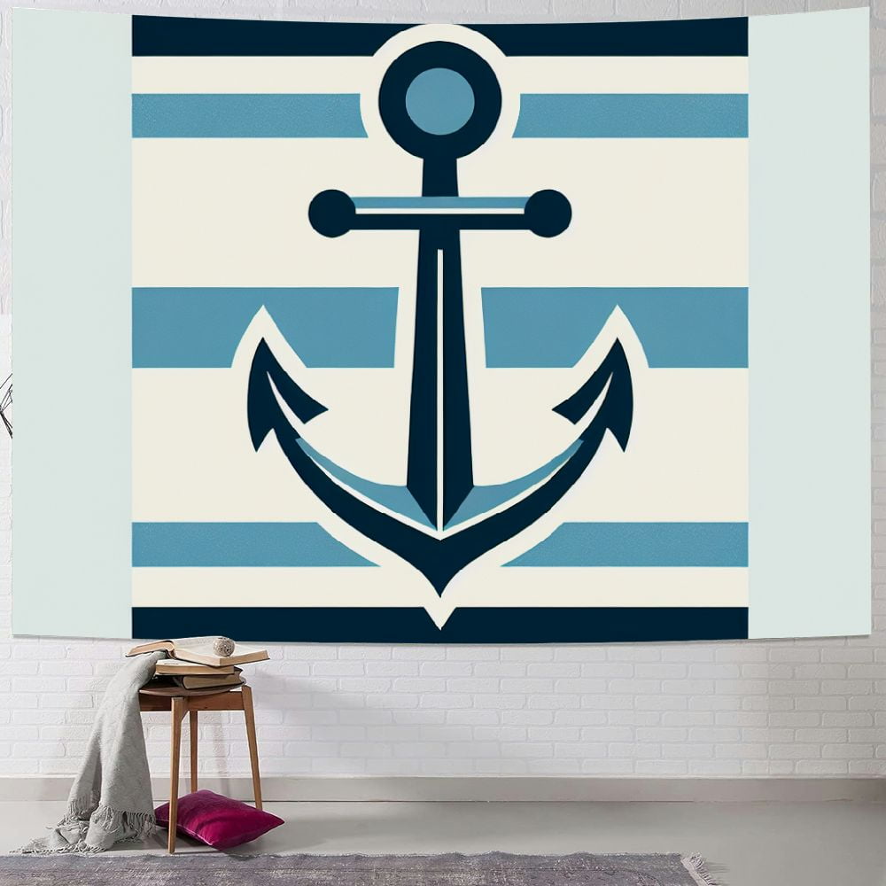 Leisuo Anchor Nautical Ship Boat Blue and White Stripes Printed ...